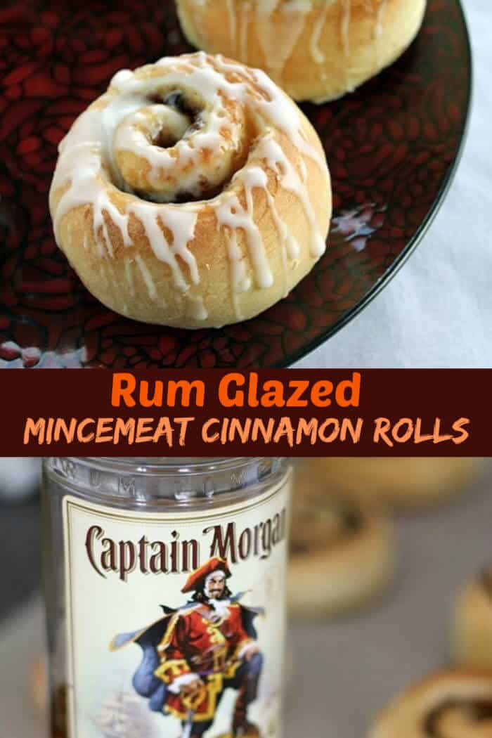 Rum Glazed Mincemeat Cinnamon Buns - The Kitchen Magpie