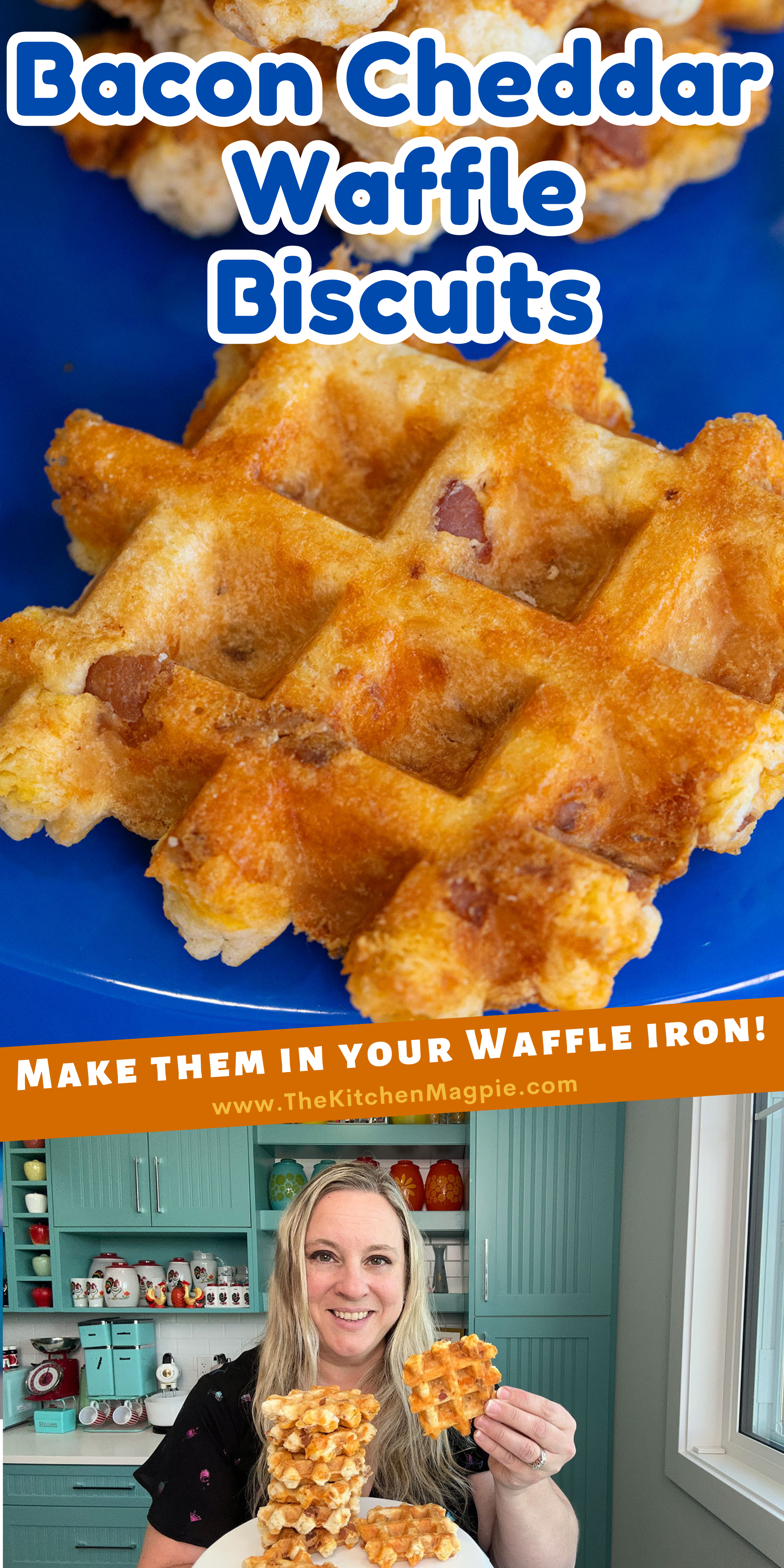 Bacon & Cheddar Waffle Biscuits-The Kitchen Magpie
