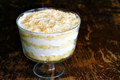 Malibu Rum Cake Trifle - The Kitchen Magpie