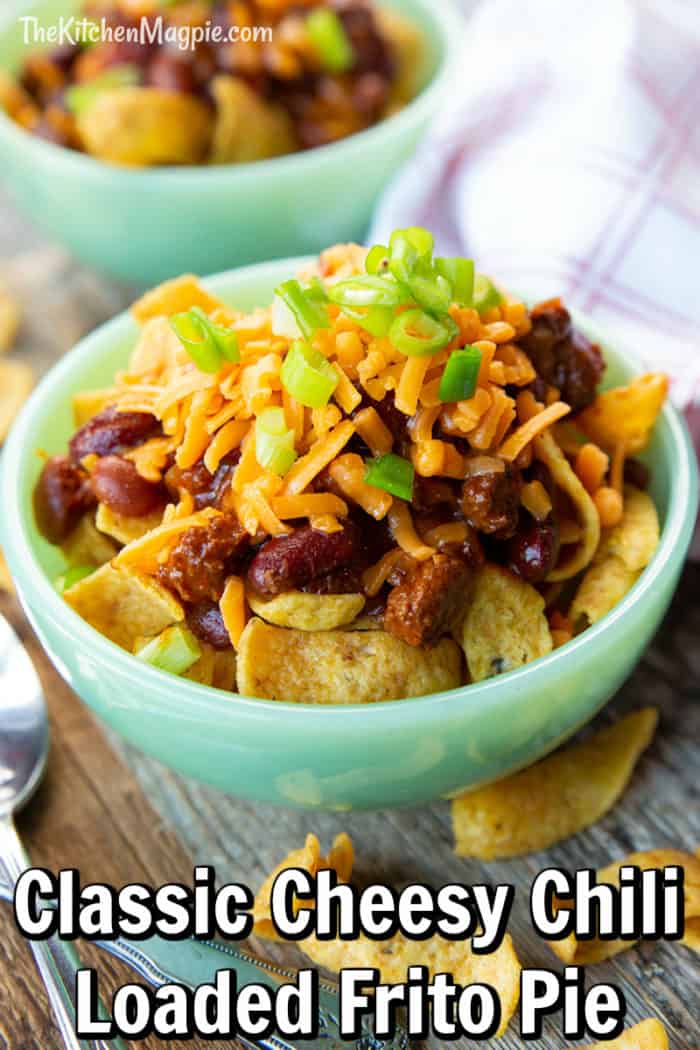 Classic Cheesy Chili Loaded Frito Pie - The Kitchen Magpie