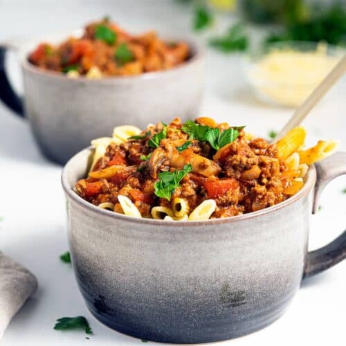 Penne Pasta with Homemade Meat Sauce - The Kitchen Magpie