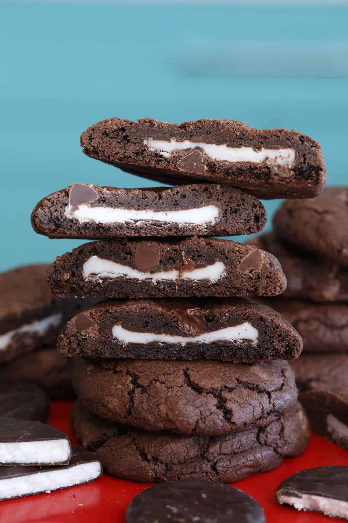 Double Mint Stuffed Chocolate Chip Cookies - The Kitchen Magpie