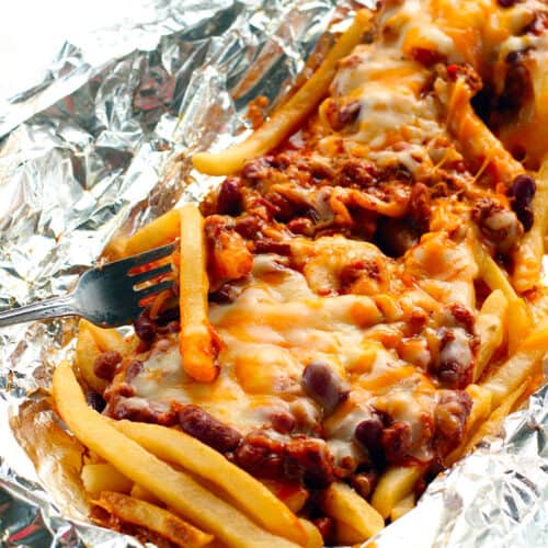 Campfire Chili Cheese Fries Tin Foil Dinner