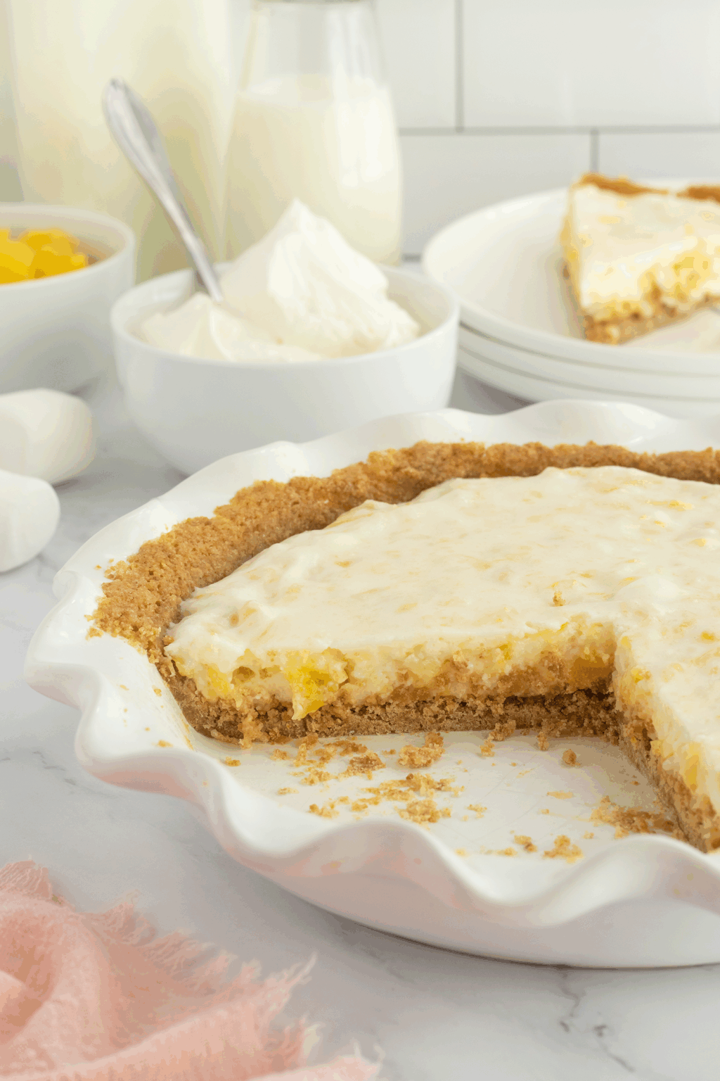 Marshmallow Pineapple Pie - The Kitchen Magpie