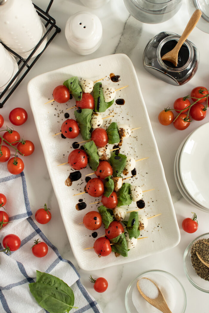 Caprese Skewers With Balsamic Drizzle (Super Simple!)