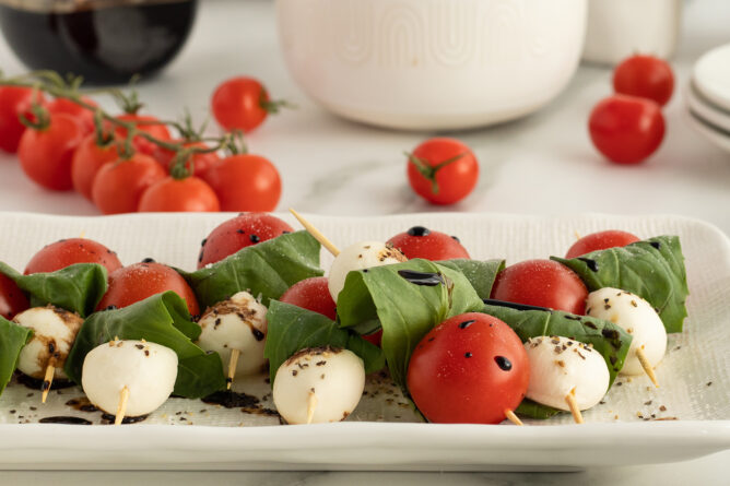 Caprese Skewers With Balsamic Drizzle (Super Simple!)